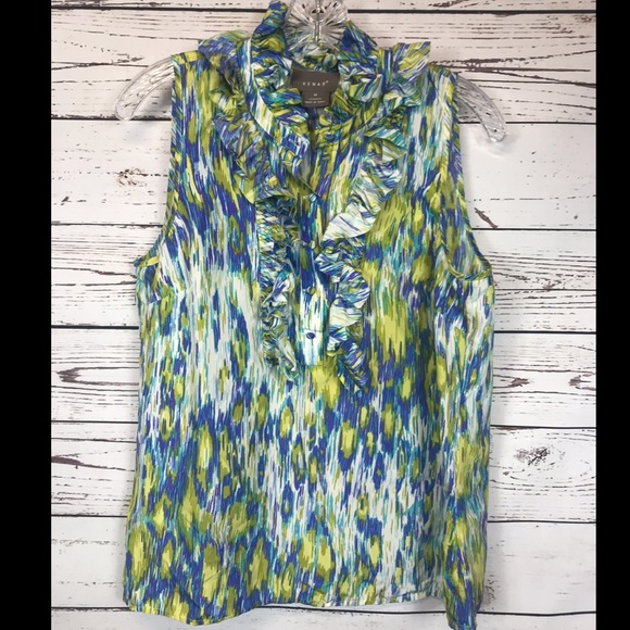 Kenar | Tops | Kenar Silk Ruffled Ladies Unique Dress Top Shirt M ...